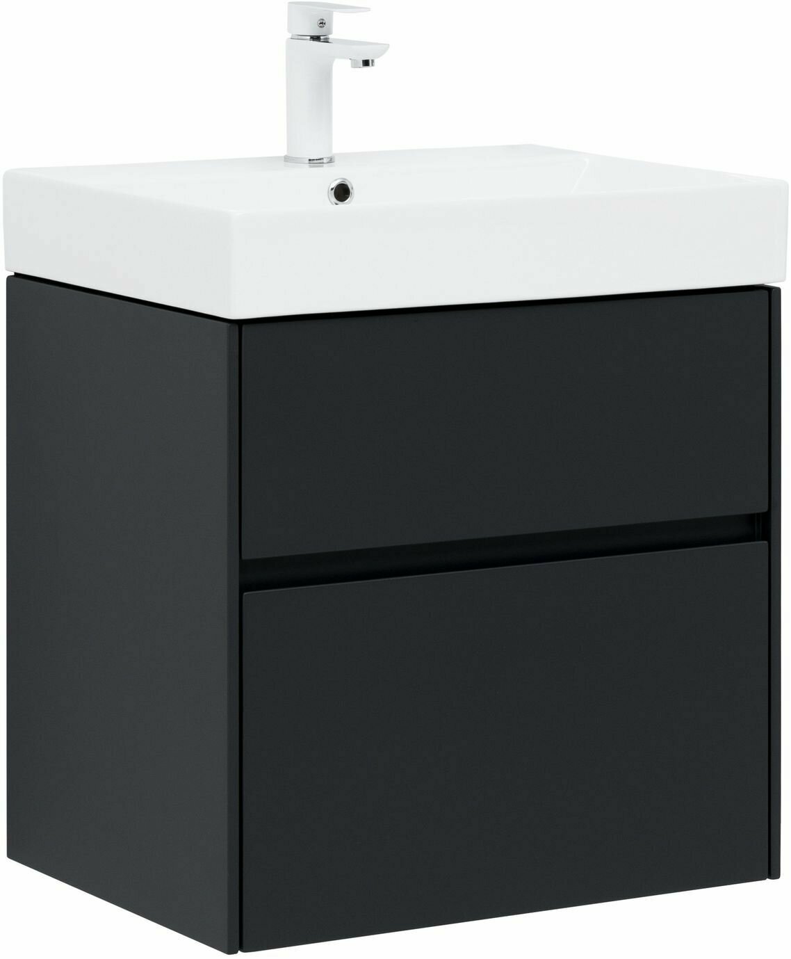 Тумба с раковиной Aquanet Бруклин 60 подвесная черная матовая