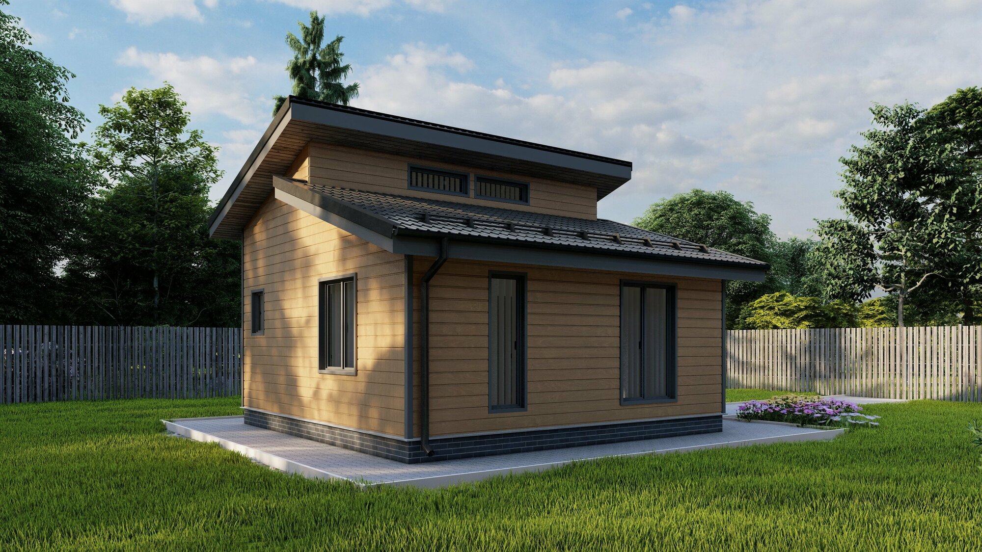 Проект дачного дома из СИП-панелей "Удача" 6х6 м