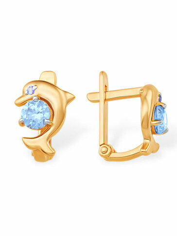 Серьги, красное золото, 585 проба, фианит