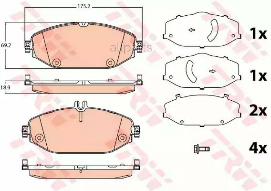 TRW GDB2097 Колодки тормозные MERCEDES W205 14-/ W213 16- передние L 175мм
