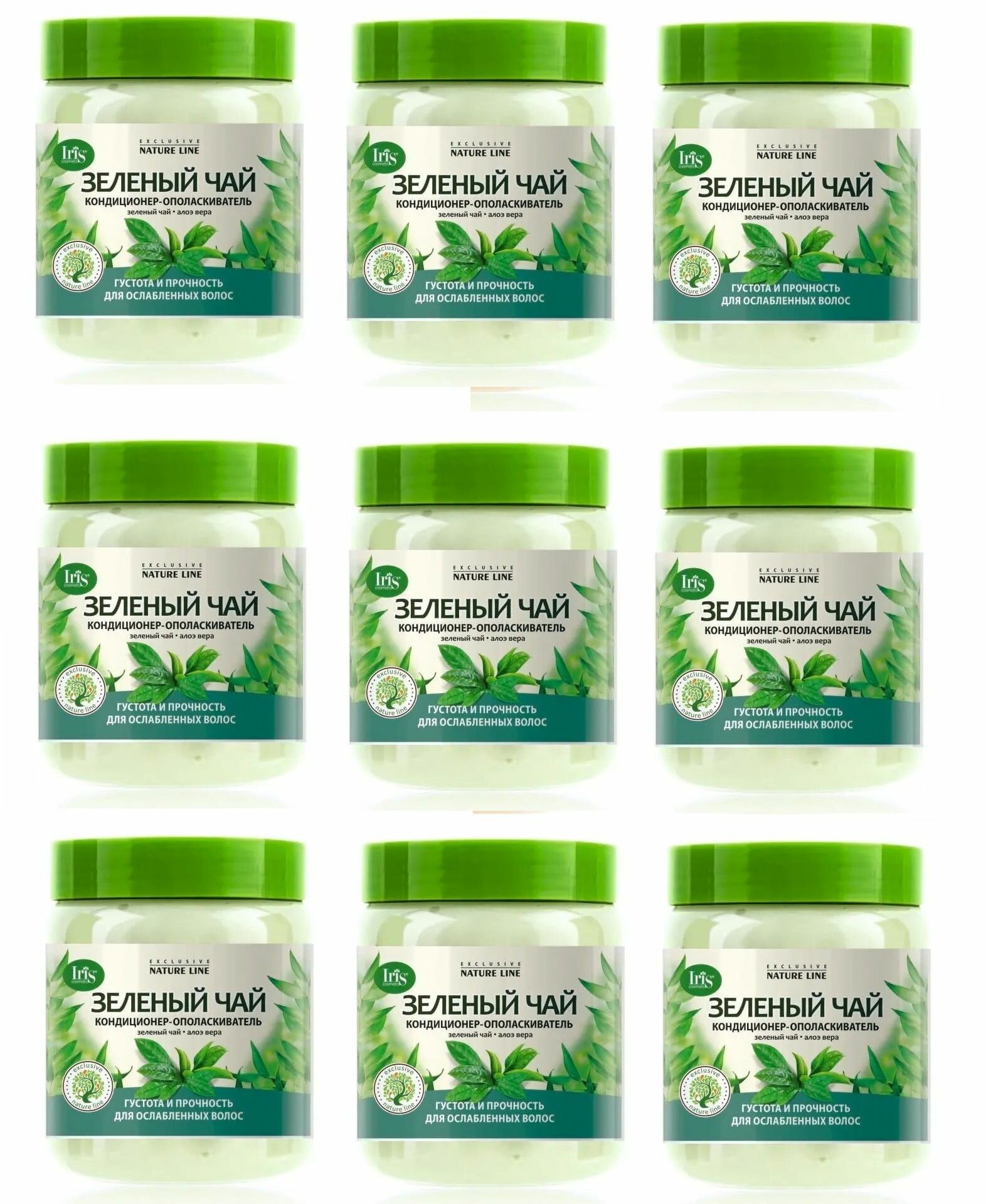 Iris cosmetic nature line Кондиционер-Ополаскиватель зелёный ЧАЙ, 500мл, 9 шт