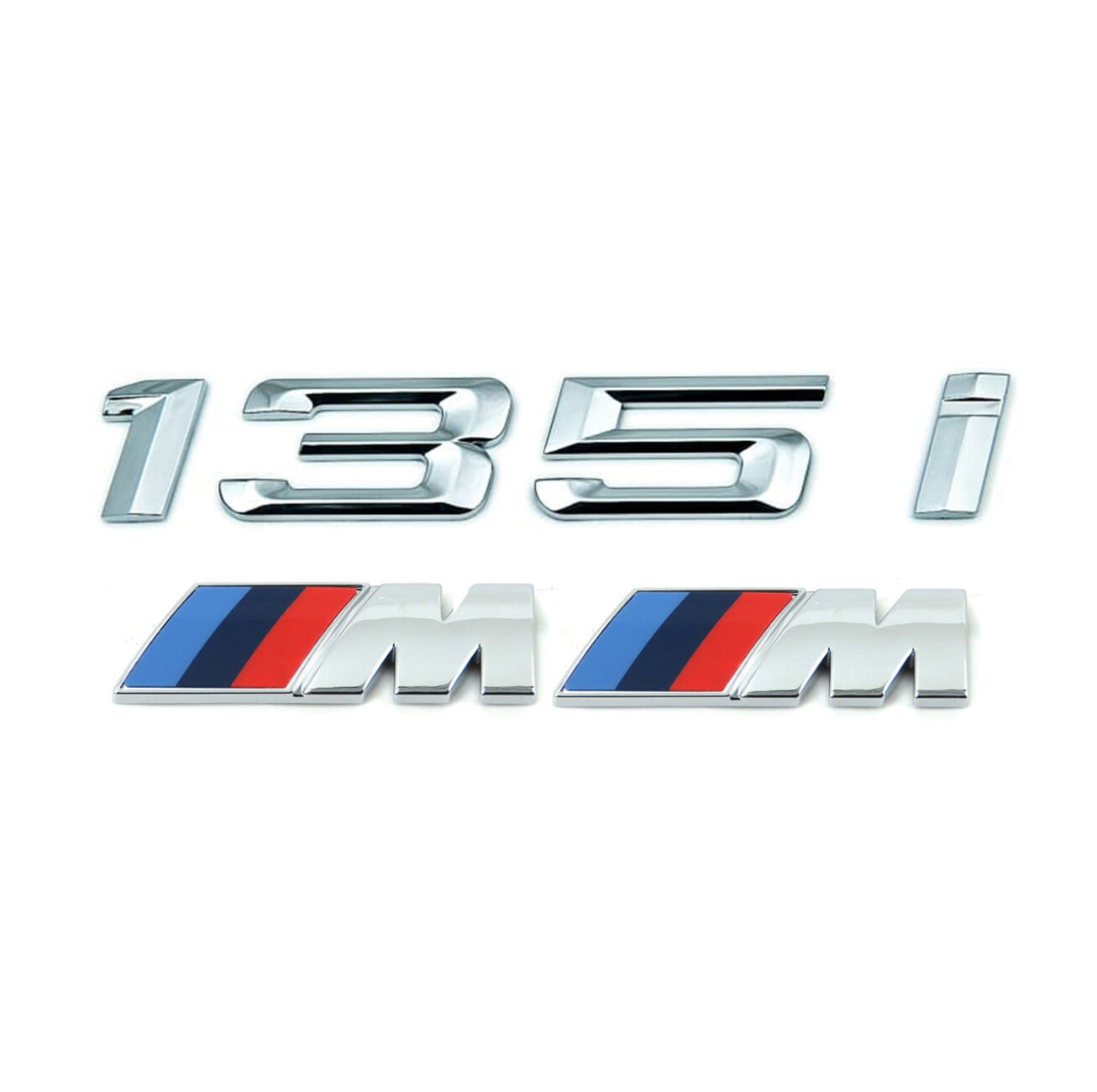 Комплект: шильдик на багажник длям BMW 135 d + 2 эмблемы на крыло M-performance хром