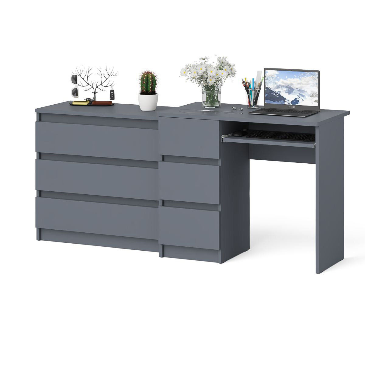 Компьютерный стол для дома, для школьника письменный Спасибо-Мебель 171см графит