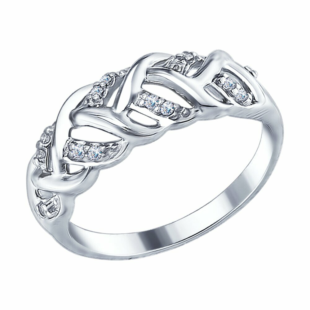 Кольцо, серебро, 925 проба, фианит