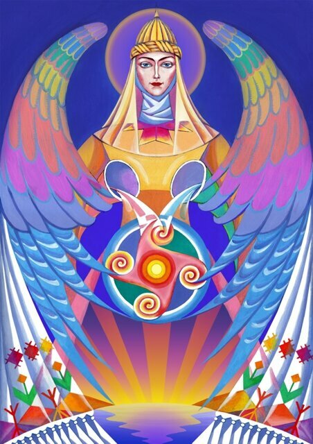 Картина "Сва-Слава" (шёлк, 65*38 см) Васильева Т.