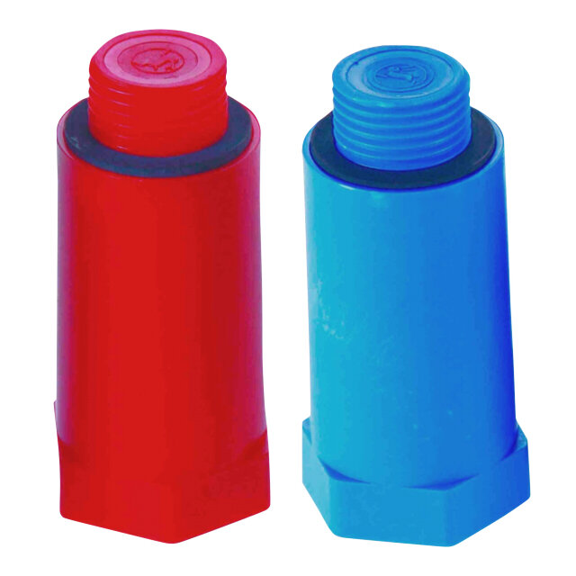 Комплект заглушек монтажных 1/2 НР красная и синяя, набор для трубопроводов и фитингов