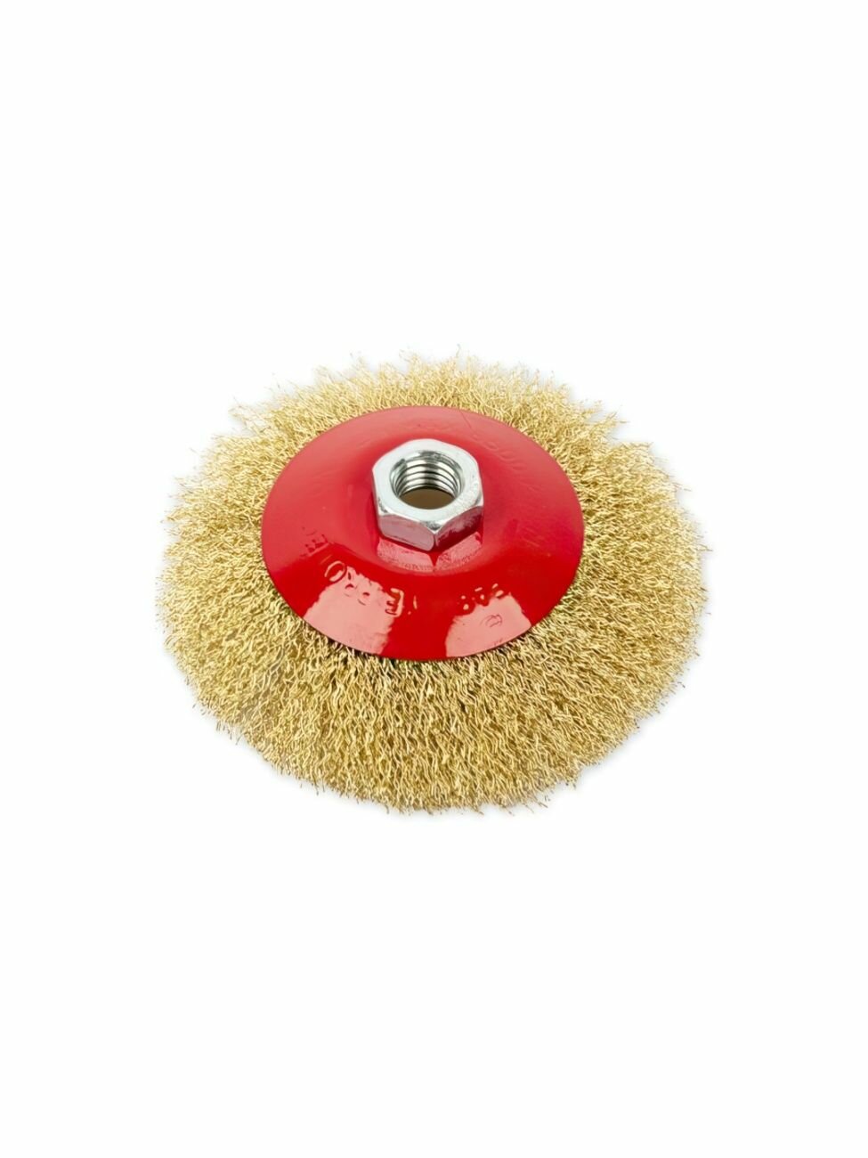 Корщетка для болгарки, щетка для УШМ конусная 115 мм, посадка M14, латунированная проволока