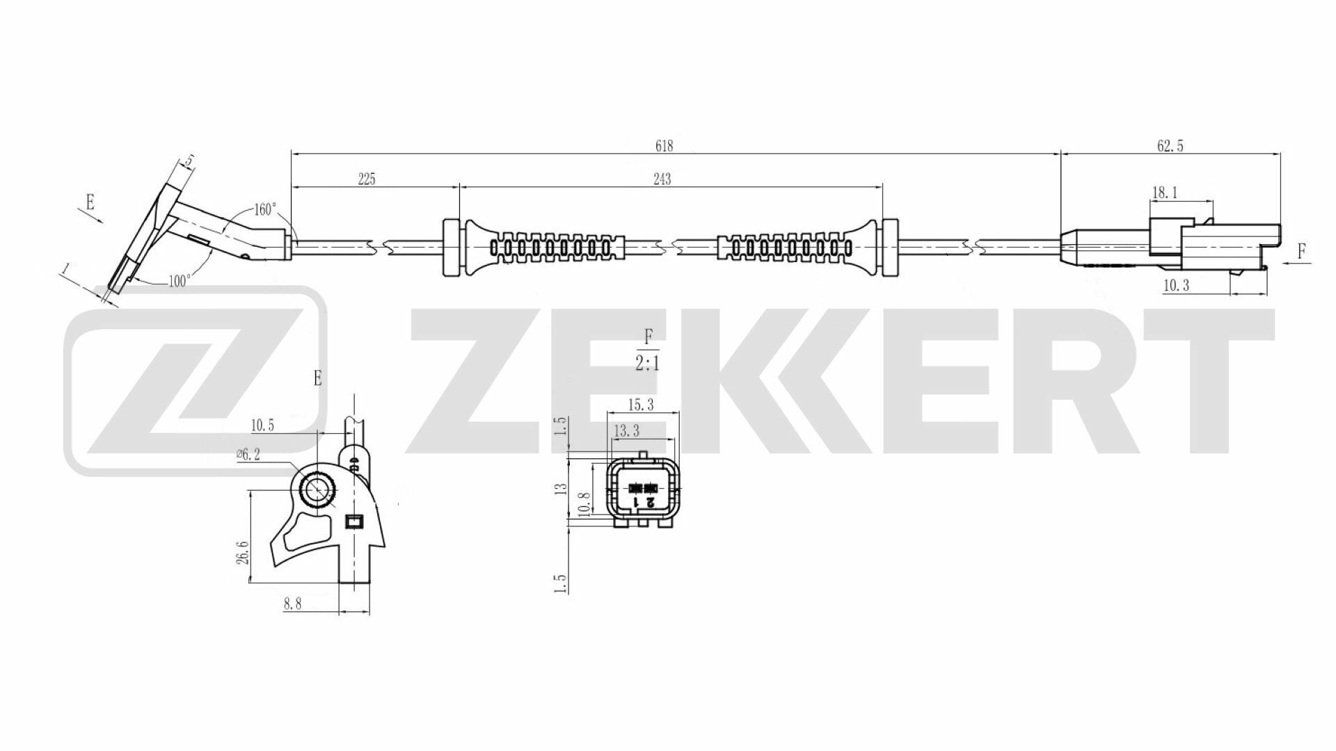 Датчик ABS передн. Citroen C4 I II 04- Peugeot 307 00- 308 07- 3008 09- Zekkert арт. se-6205