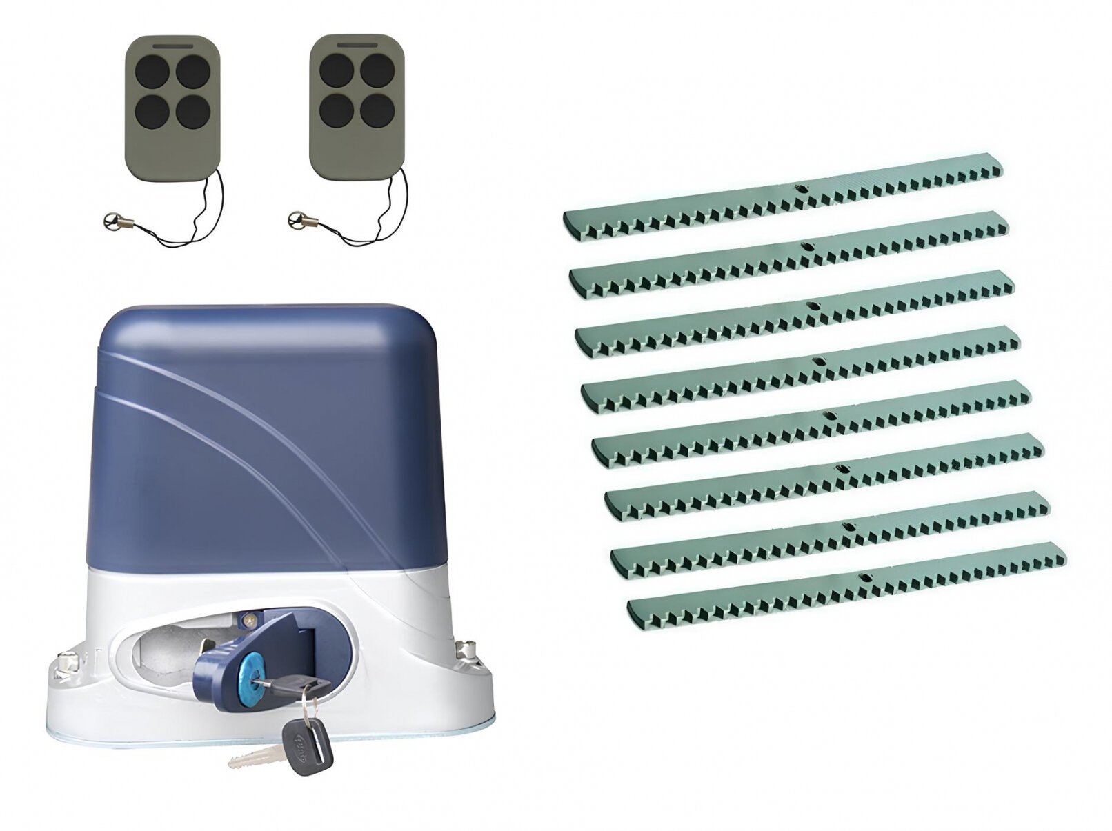 Автоматика для откатных ворот KSL-800 KIT-KR8, комплект: привод, 2 пульта, 8 реек
