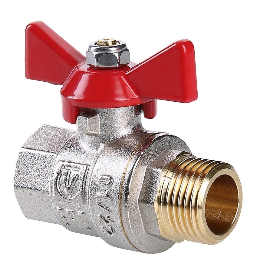 Кран вода VALTEC BASE 1/2 гайка-штуцер-бабочка VT.218. N.04