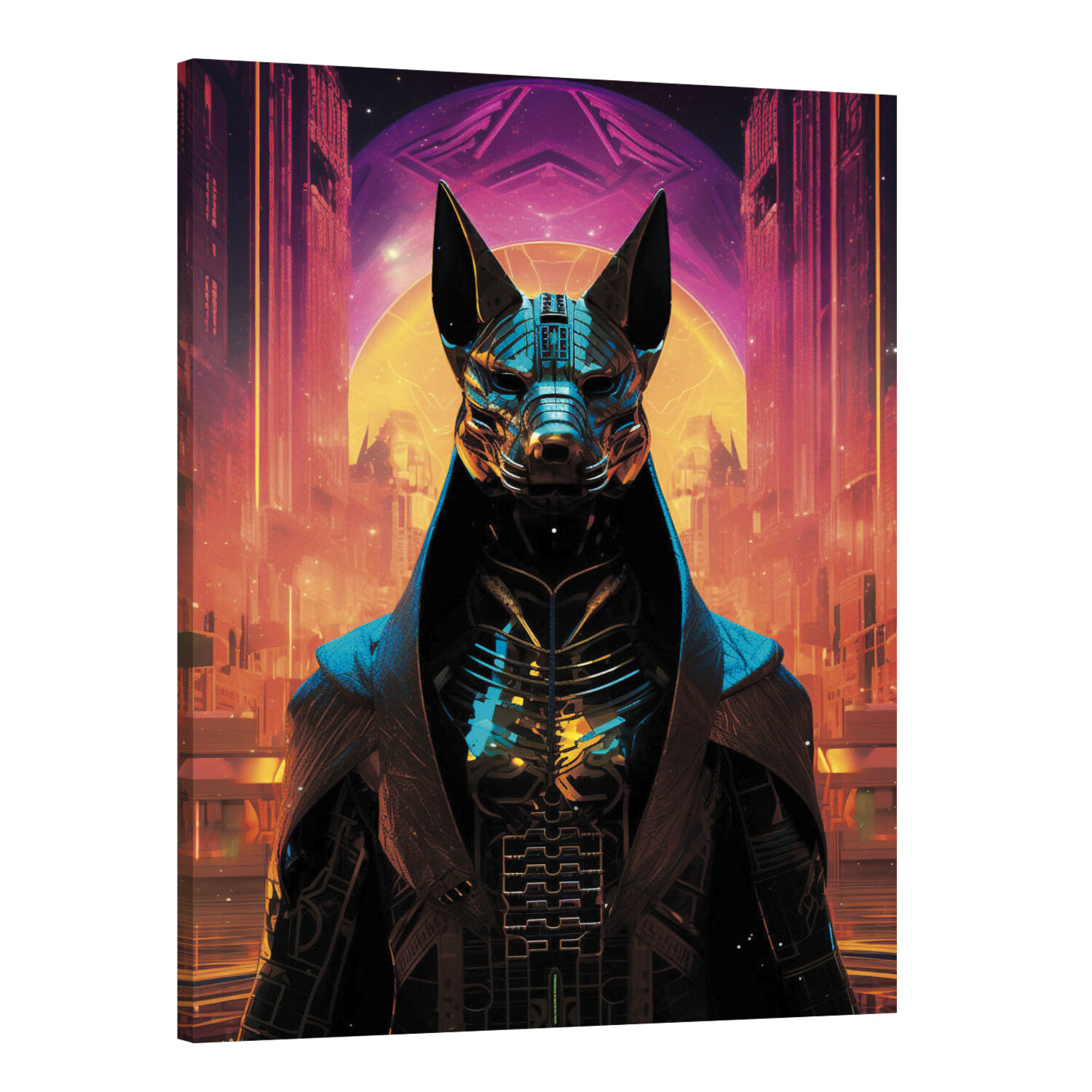 Интерьерная картина 50х70 "Анубис: проводник в мир загробной жизни"