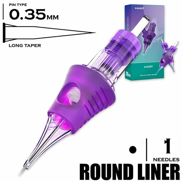 Картриджи для тату и перманентного макияжа MAST CYBER - 1 RLLT/0.35 Round Liner, 20шт