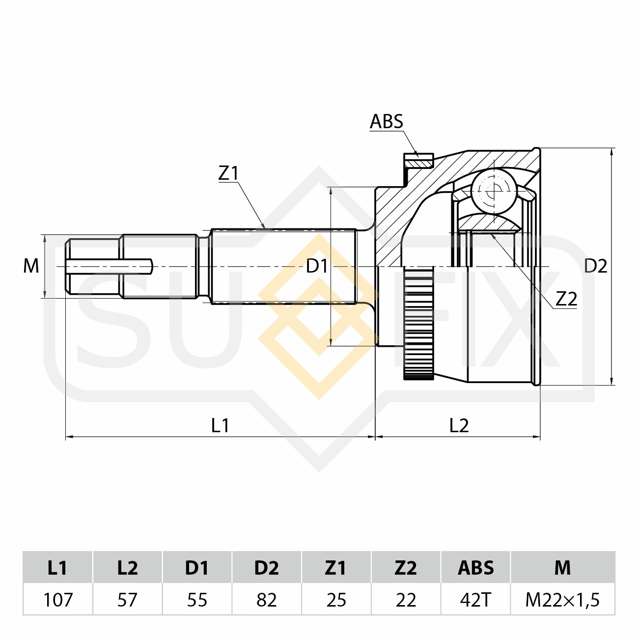 ШРУС наружный передний правый/левый для NISSAN ALMERA, SUNNY, BLUEBIRD SYLPHY / SUFIX ST-1091
