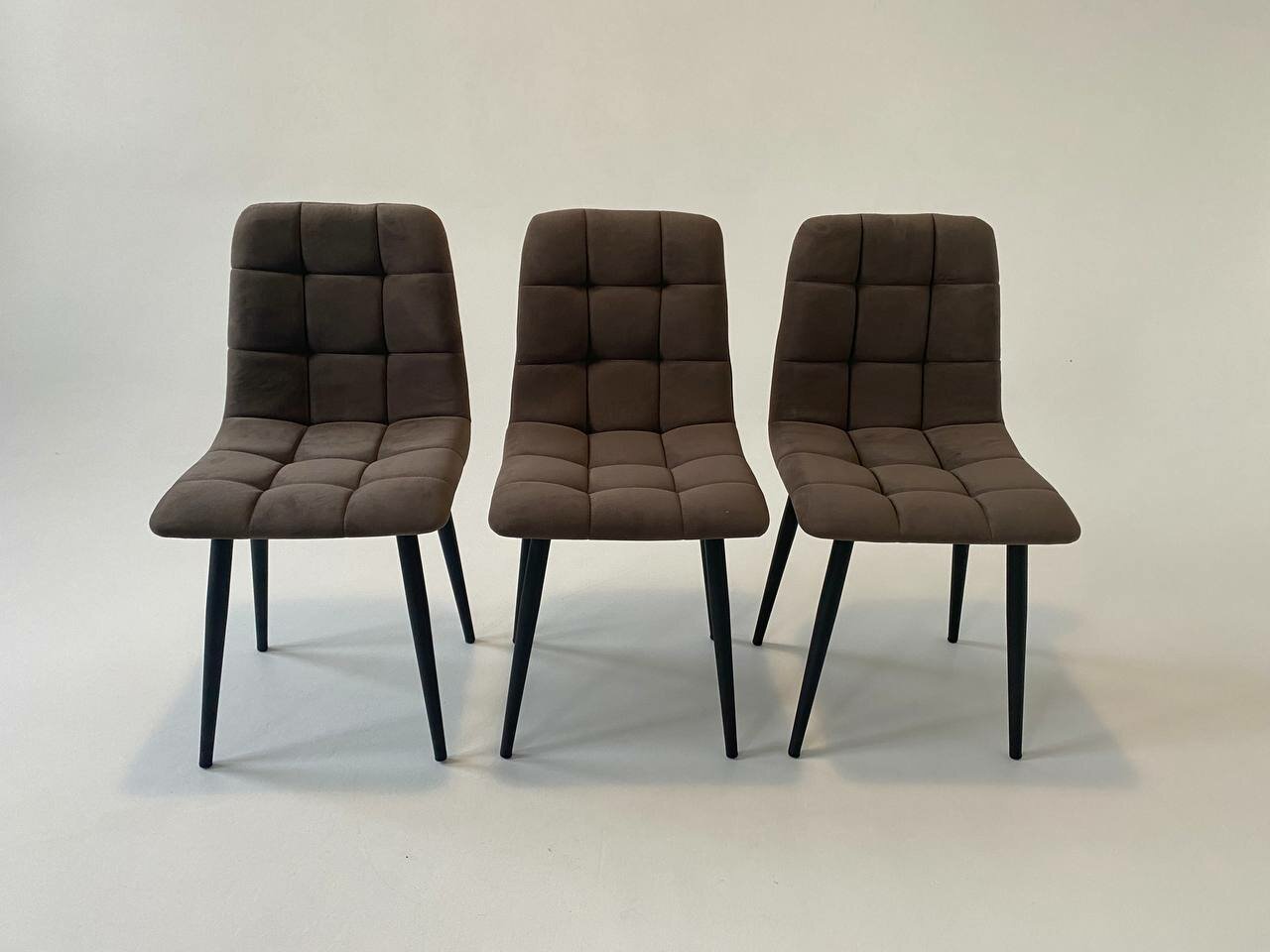 Стулья для кухни 3 штуки, мягкие, коричневые
