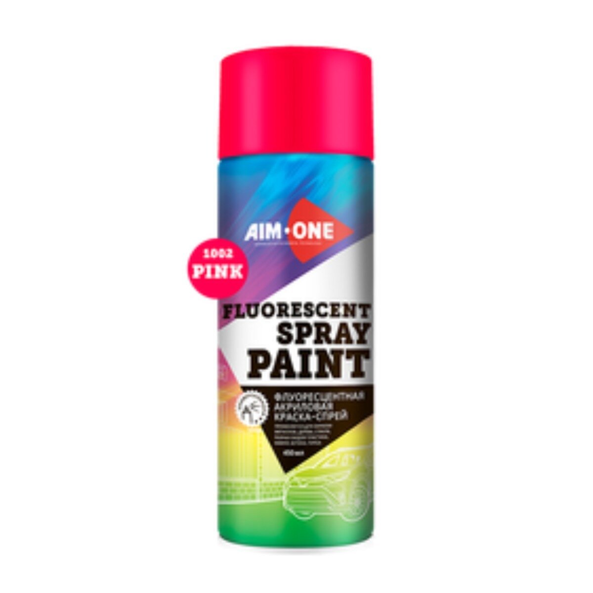 Aim-One Краска-спрей Fluorescent. Розовая 450мл