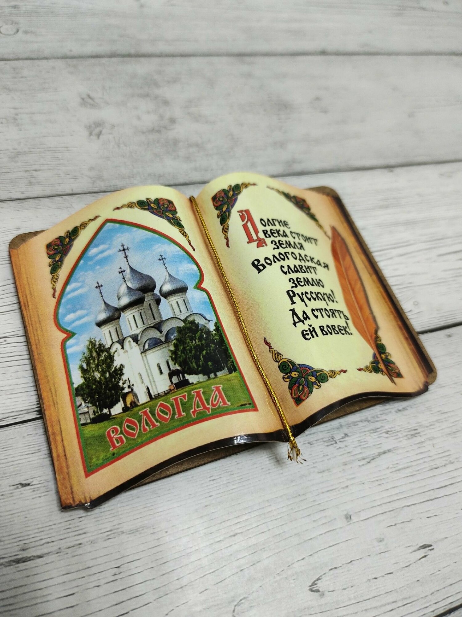 Магнитики на холодильник Книга, открытая страница, Вологда, дерево
