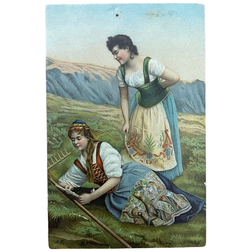 Почтовая открытка "Девушки в поле" 1900-1917 гг. Европа
