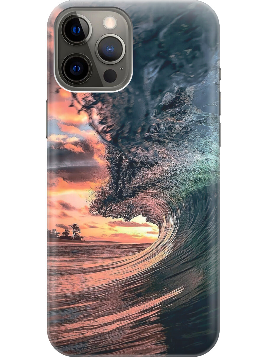 Силиконовый чехол на Apple iPhone 12 Pro Max / Эпл Айфон 12 Про Макс с рисунком "Волна на закате"