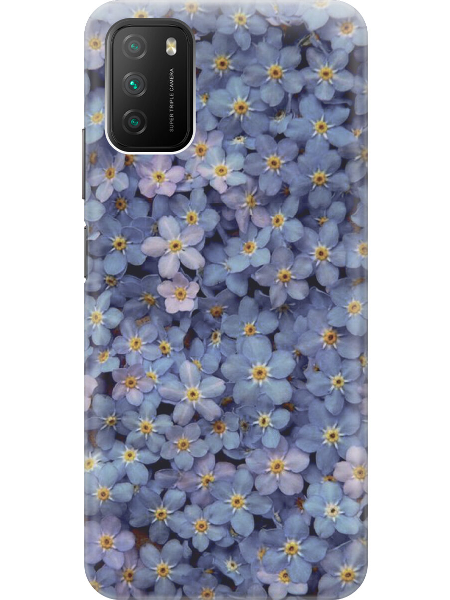 Силиконовый чехол на Xiaomi Redmi 9T, Poco M3, Сяоми Поко М3, Сяоми Редми 9Т с принтом "Голубые фиалки"