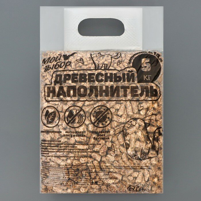 Наполнитель древесный для кошек «Мой выбор», 5 кг