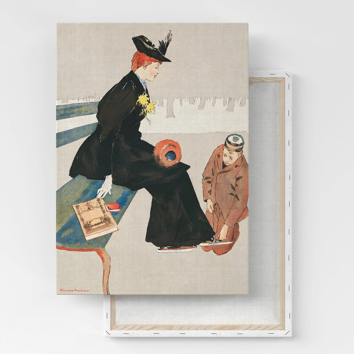 Картина на холсте, репродукция / Эдвард Пенфилд - Woman sitting on a bench / Размер 40 x 53 см