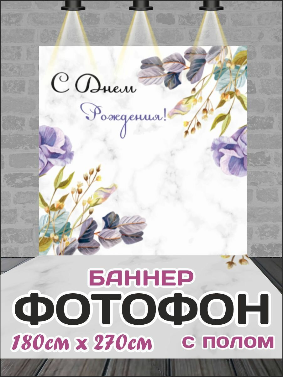 Фотозона с Днём рождения с полом, 180х270 см (вар 15)