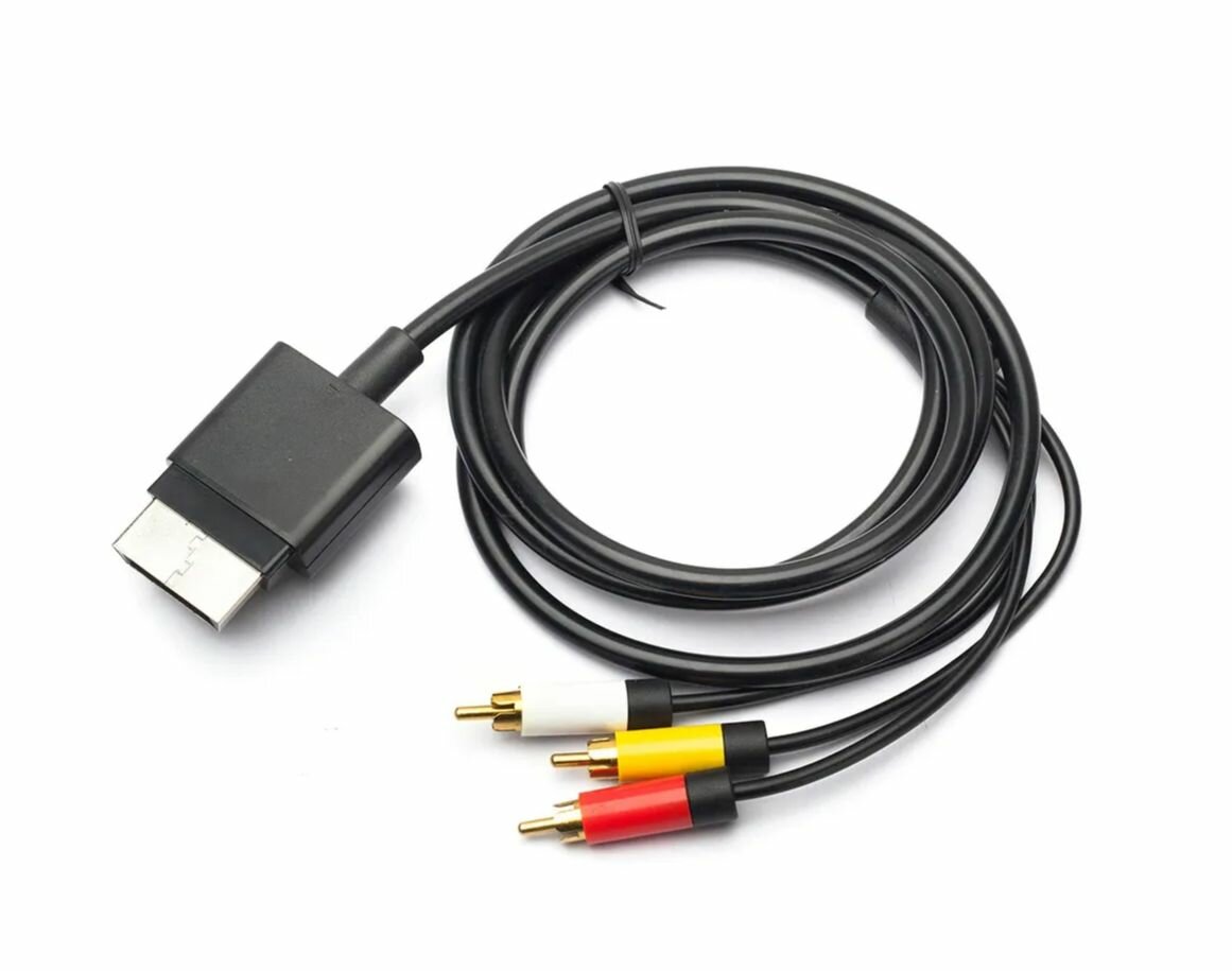 Кабель переходник для Xbox 360 Slim, AV-кабель, RCA, медь, черный, 140 грамм