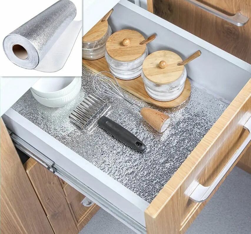 Защитная кухонная пленка от брызг и жира Kitchen Sticker 60см*3м серебристая