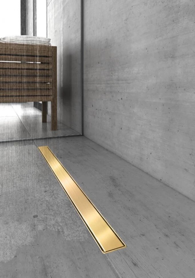 Душевой трап (лоток) Berges B1 Keramik 092117M 60 см, с решеткой, 2 в 1 под плитку, золотой матовый