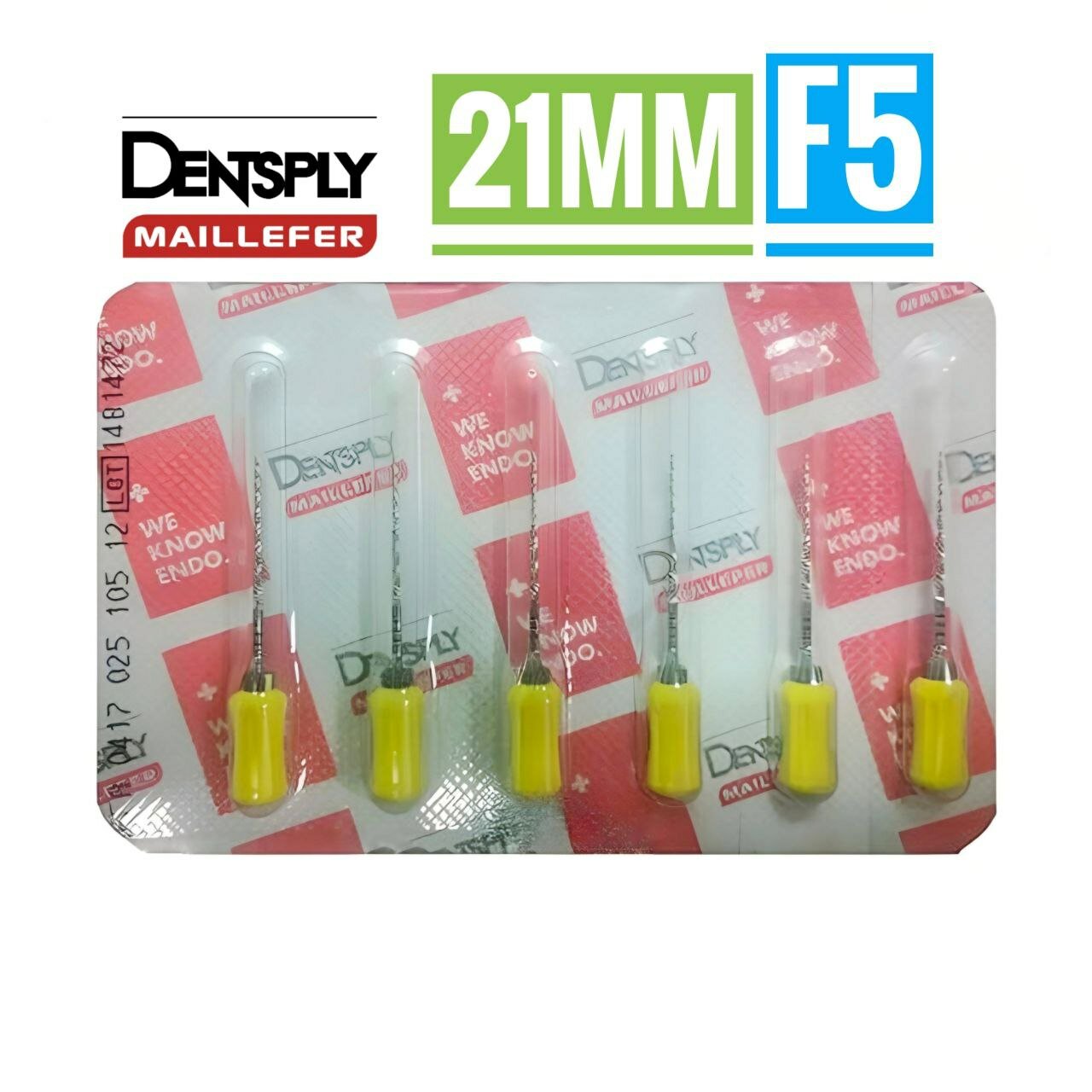 Протейперы ручные (6шт) ProTaper Дентсплай Майлифер , Dentsply Maillefer в наборе 21 мм F5 , 6 шт/уп Желтый . Incidental , Инсидентал .