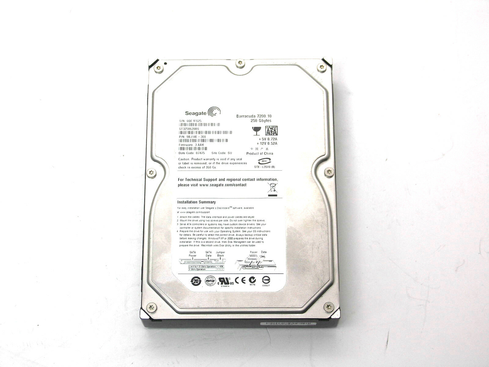Жесткий диск 3,5" 250 Gb Seagate ST3250620AS SATA