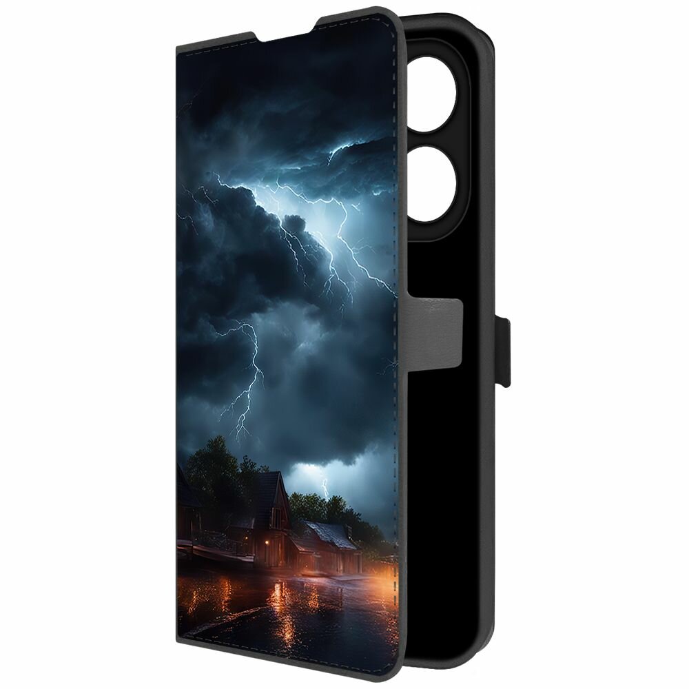 Чехол-книжка Krutoff Eco Book для TECNO Spark 20 Pro Ночная гроза (черный)