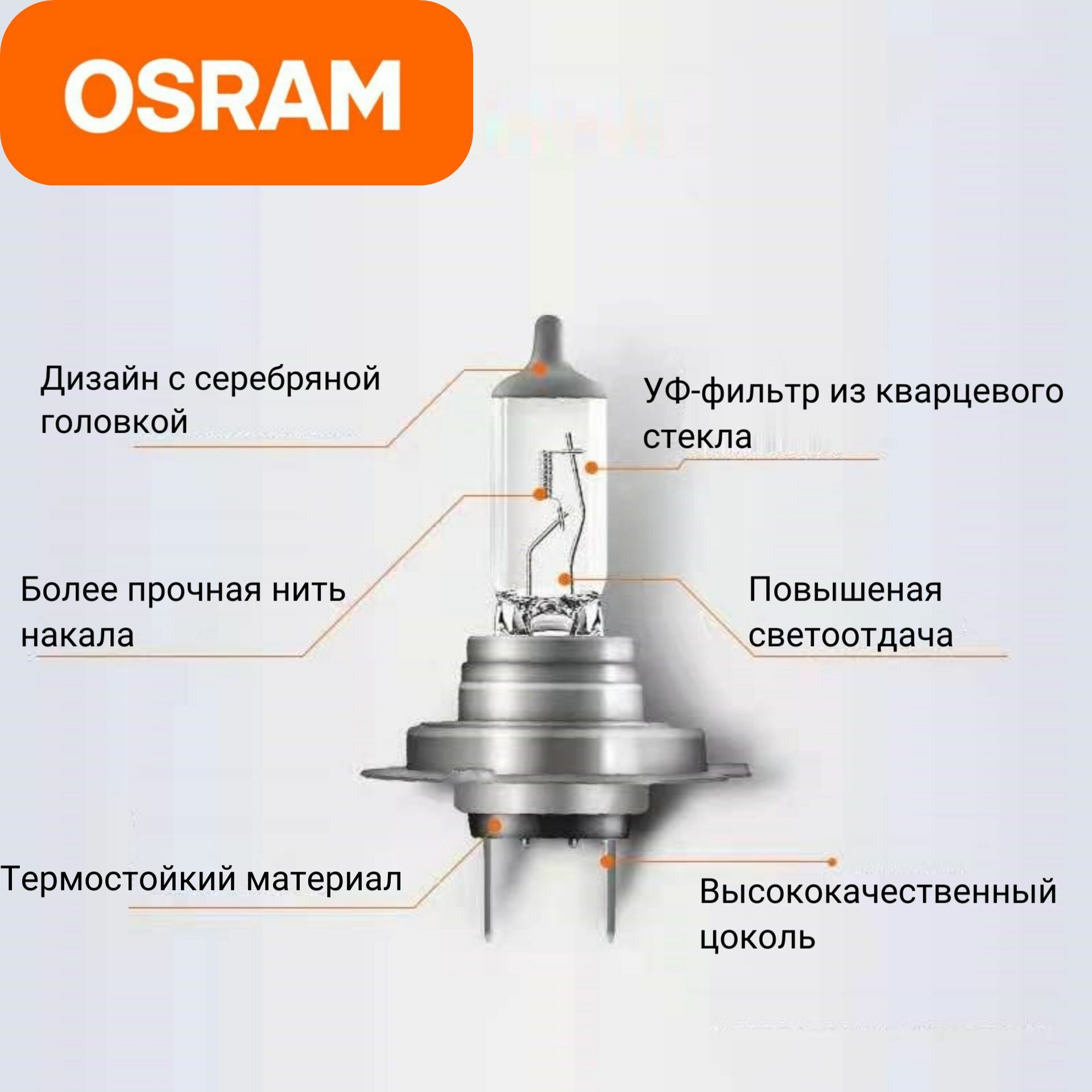 H7 Лампа автомобильная галогеновая 2 шт. OSRAM Original Line 12V 55W 64210