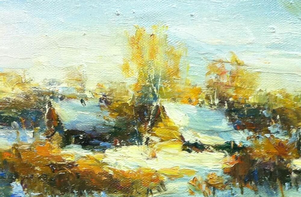 Картина "Зима в деревне.2", 30х40 см, холст, масло, авторская работа;