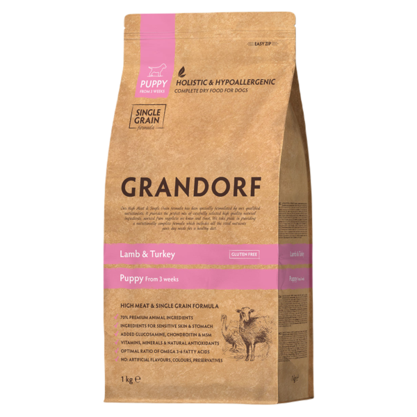 Сухой корм Grandorf для щенков с ягненком и индейкой, 1 кг