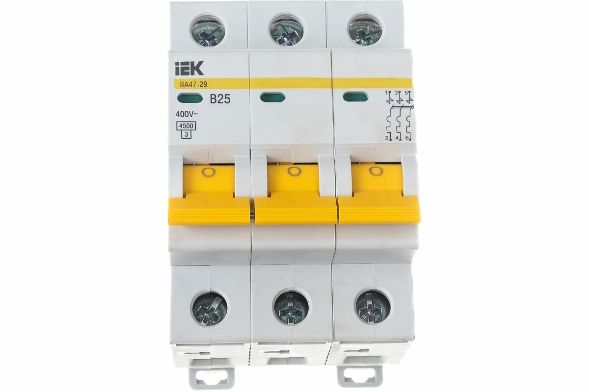 IEK ВА47-29 3-полюсный автоматический выключатель MVA20-3-025-B для распределительных сетей