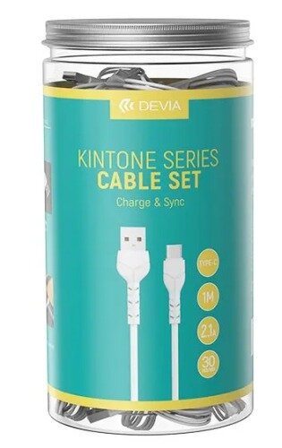 Devia Кабель Kintone Series USB - Type-C Set V2, 30 шт, 1 м, белый
