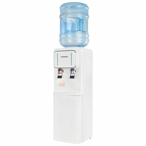 Кулер для воды SONNEN FSE-02Wc, напольный, нагрев/охлаждение электронное, шкаф, 2 крана, белый, 456167