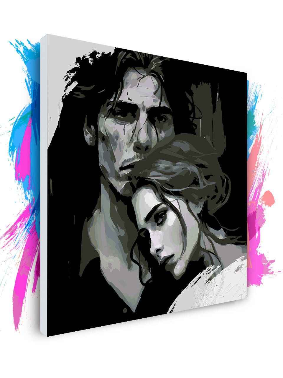 Картина по номерам на холсте Парень и девушка ЧБ, 40 х 40 см