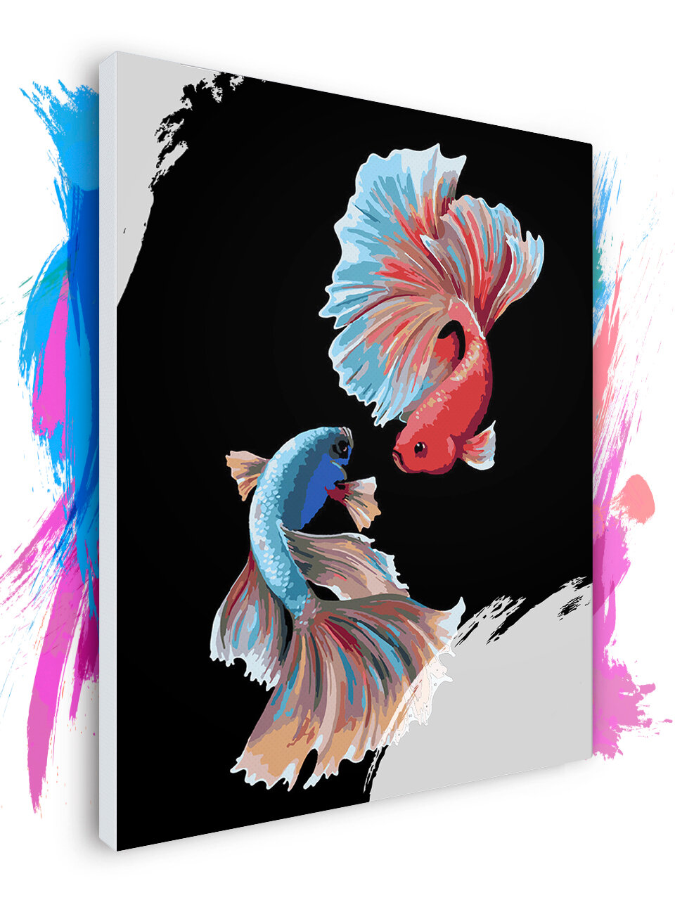Картина по номерам на холсте Сиамские петушки, 40 х 50 см