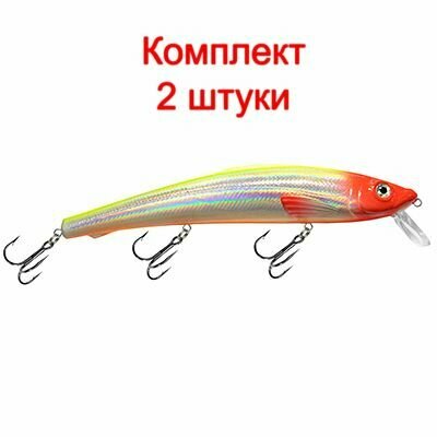 Воблер для рыбалки AQUA M-5 (new) 190mm, вес - 53,0g, цвет 014 (клоун), 2 штуки в комплекте