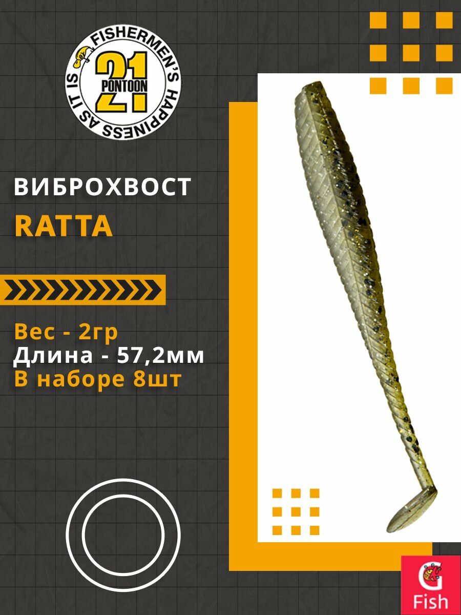 Виброхвост Pontoon21 Homunculures Ratta, 2.25', длина 57,2мм, вес 2гр, цвет 434, в упаковке 8шт