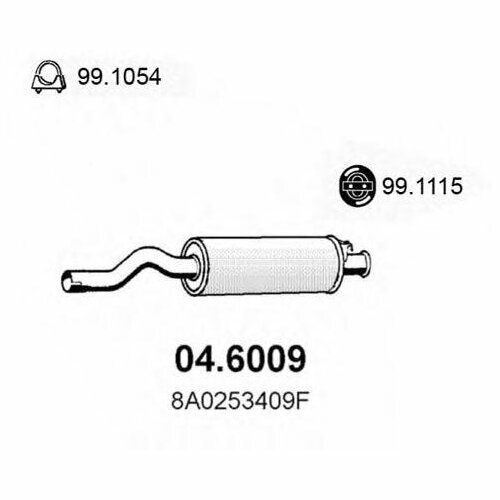 Средний глушитель выхлопных газов, ASSO 04.6009 (1 шт.)