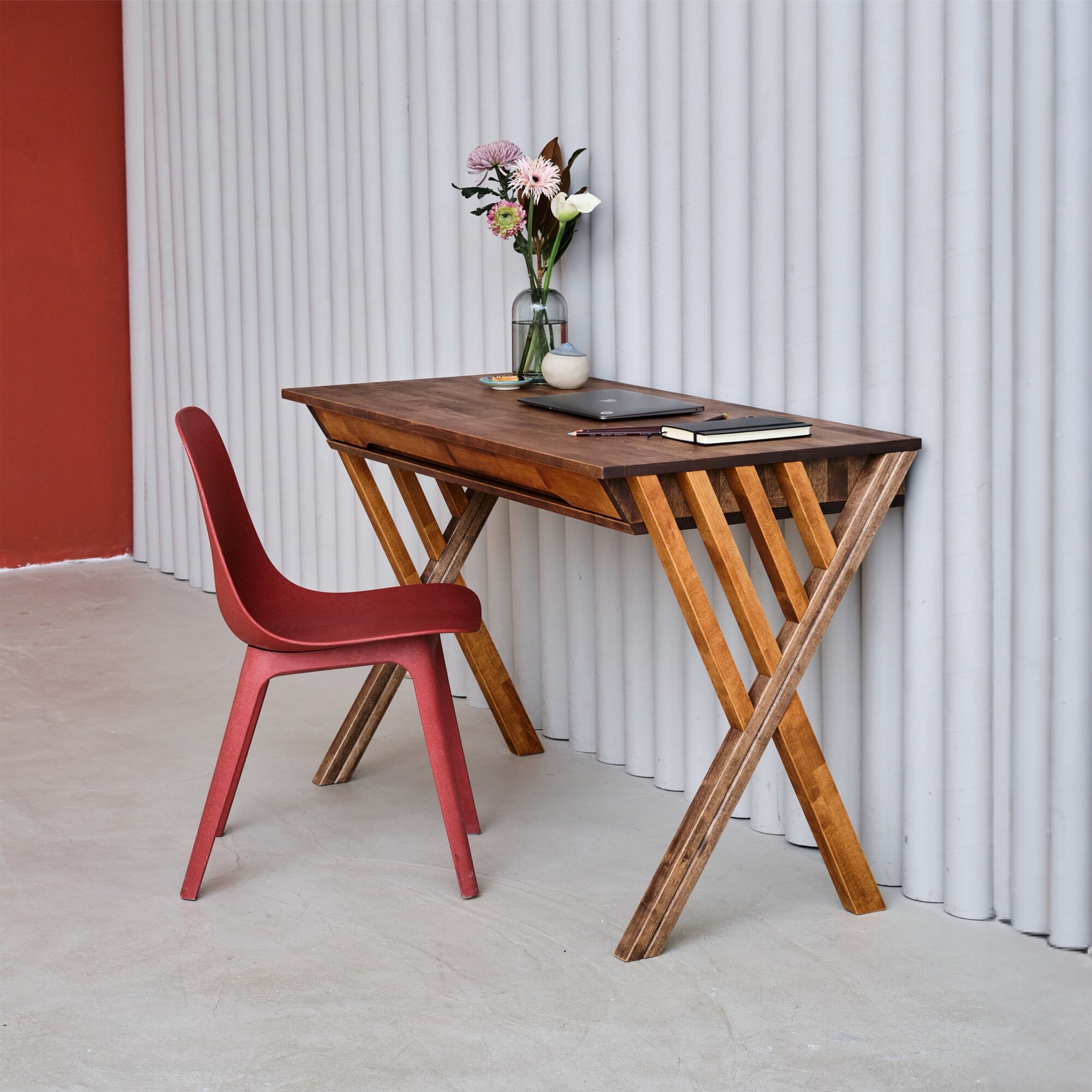 Стол письменный, компьютерный из дерева Terra с ящиками, 120х60х78 см, из массива берёзы, Равновесие