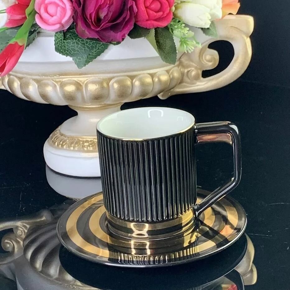 Чайный набор на 6 персон 12 предметов 6 шт чашек и блюдец 240 мл в подарочной упаковке фарфор Lenardi