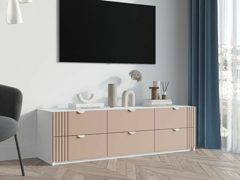 Тумба под ТВ "Санторини 3" 135х40х40 Роза