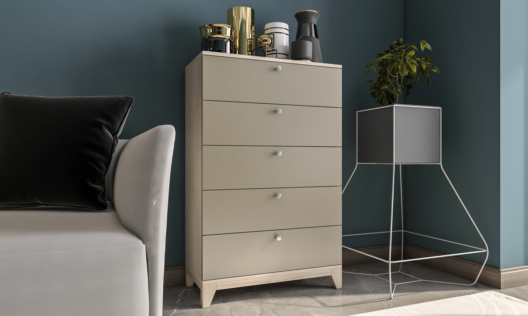 Комод с выдвижными ящиками "Хельга 21" МДФ 70х110х40 Кремона шампань / Айрон