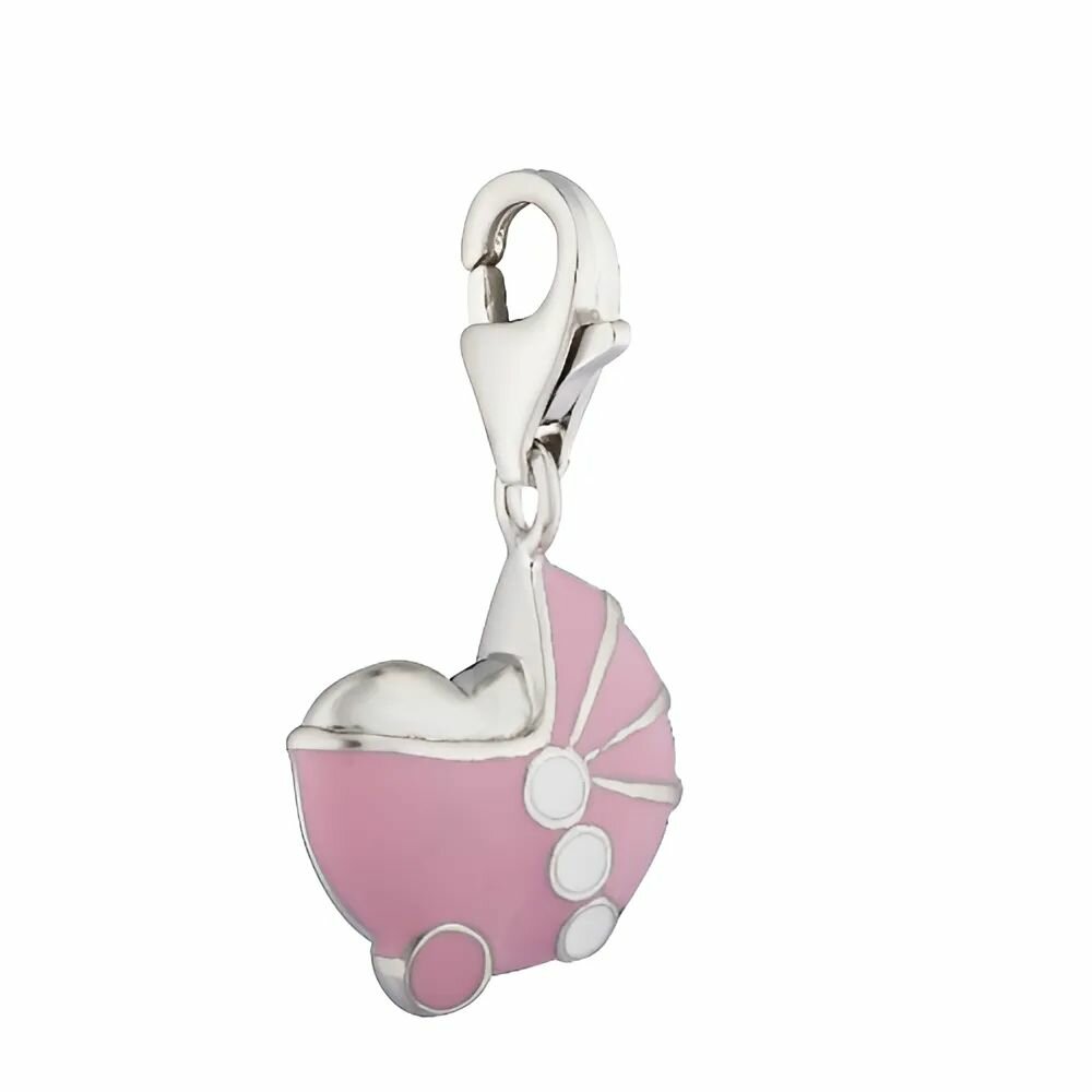 Подвеска на браслет, серебро, 925 проба, родирование, фианит