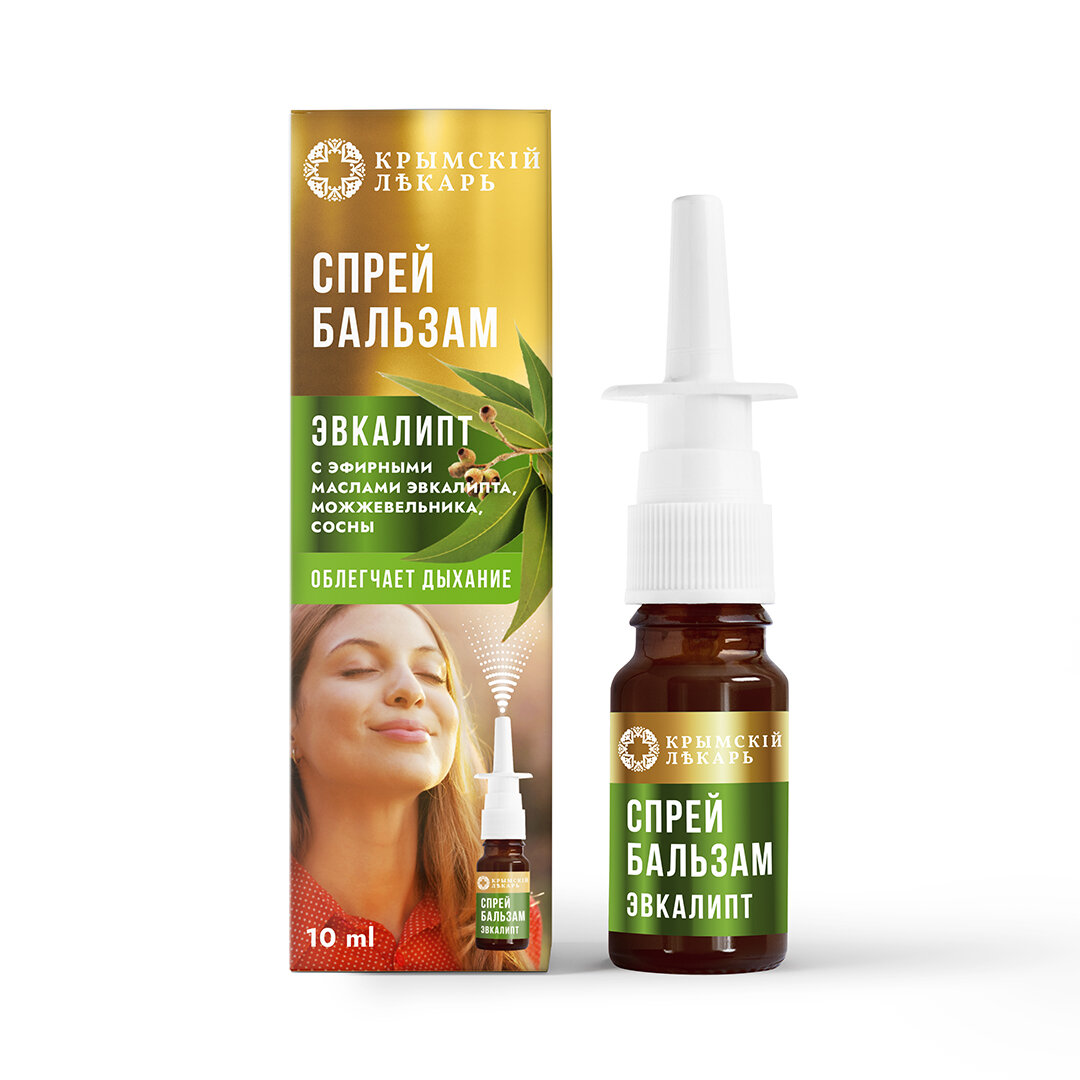 Мануфактура Дом Природы Спрей-бальзам ароматический "Эвкалипт" Уменьшает заложенность носа, 10 мл