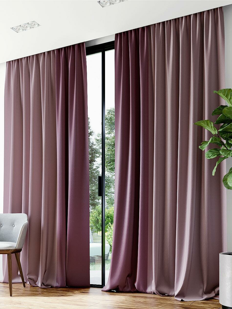 Комплекты штор AT HOME Берион высота 280 см, ширина 220 см, крепление - шторная лента, Красный/бордо